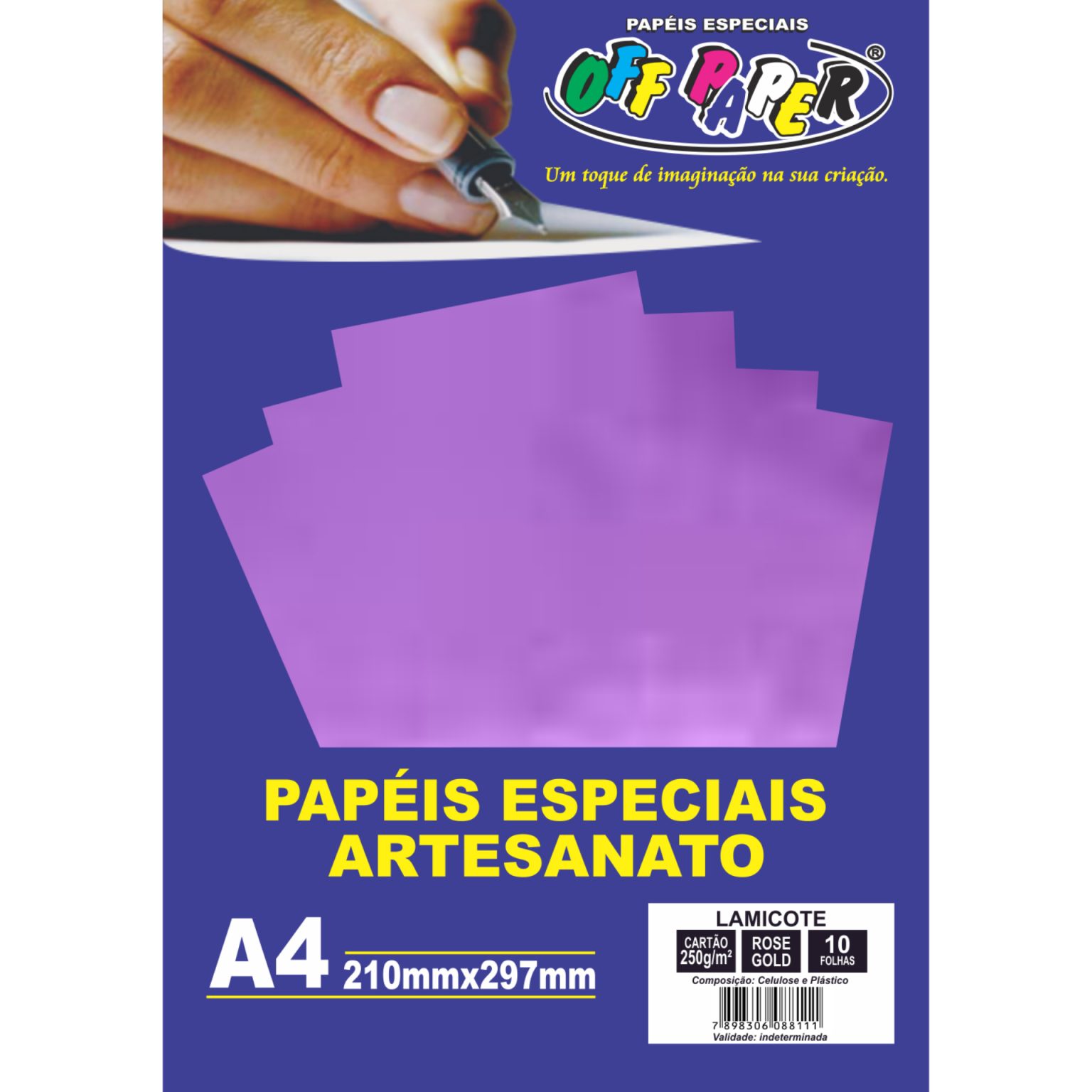 Papel Lamicote Rose Gold A4 10Fls 250g m Off Paper LUNAPEL